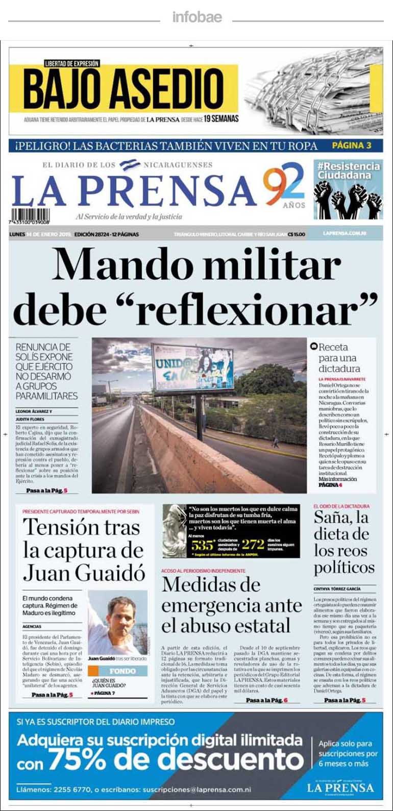 La Prensa Nicaragua Lunes 14 De Enero De 2019 Infobae 9885