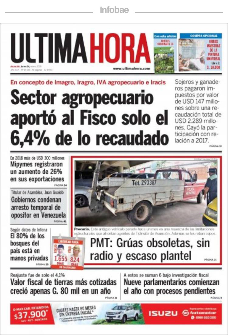 Última Hora Paraguay Lunes 14 De Enero De 2019 Infobae 2871