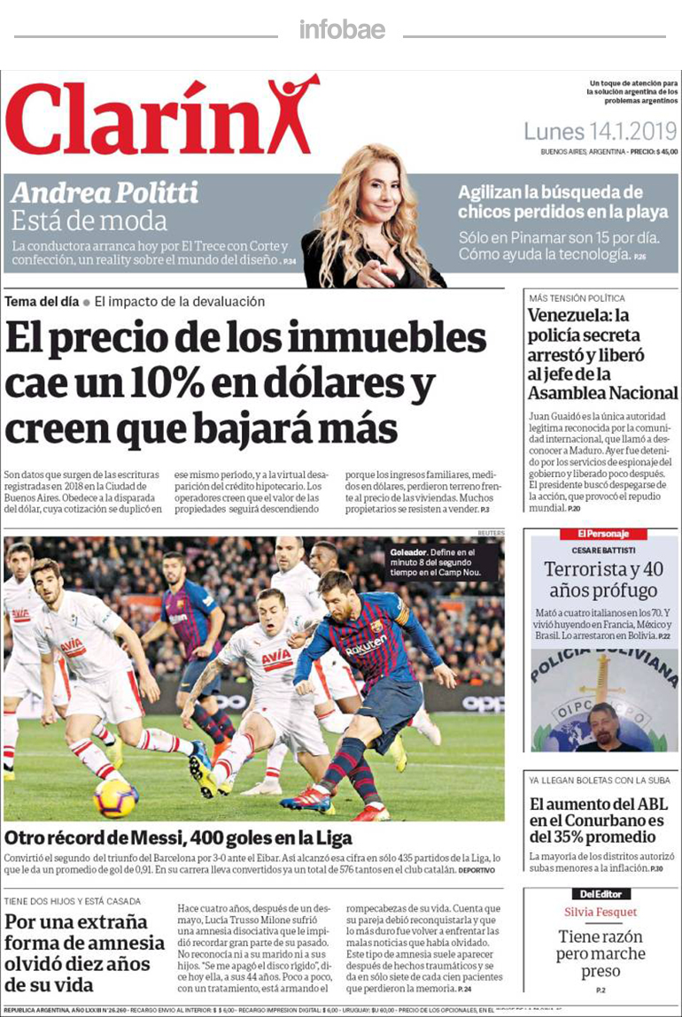 Clarín Argentina Lunes 14 De Enero De 2019 Infobae 9931
