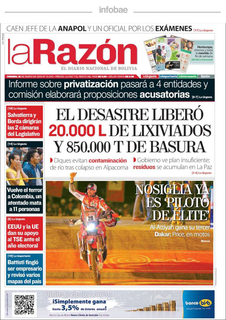 La Razón Bolivia Viernes 18 De Enero De 2019 Infobae 7870