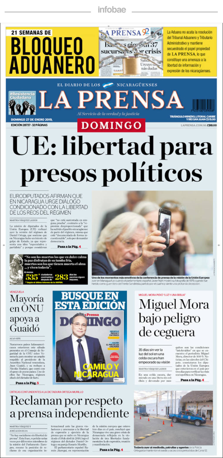 La Prensa Nicaragua 27 De Enero De 2019 Infobae 4684