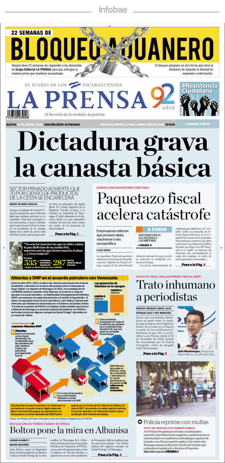 La Prensa Nicaragua 31 De Enero De 2019 Infobae 7179