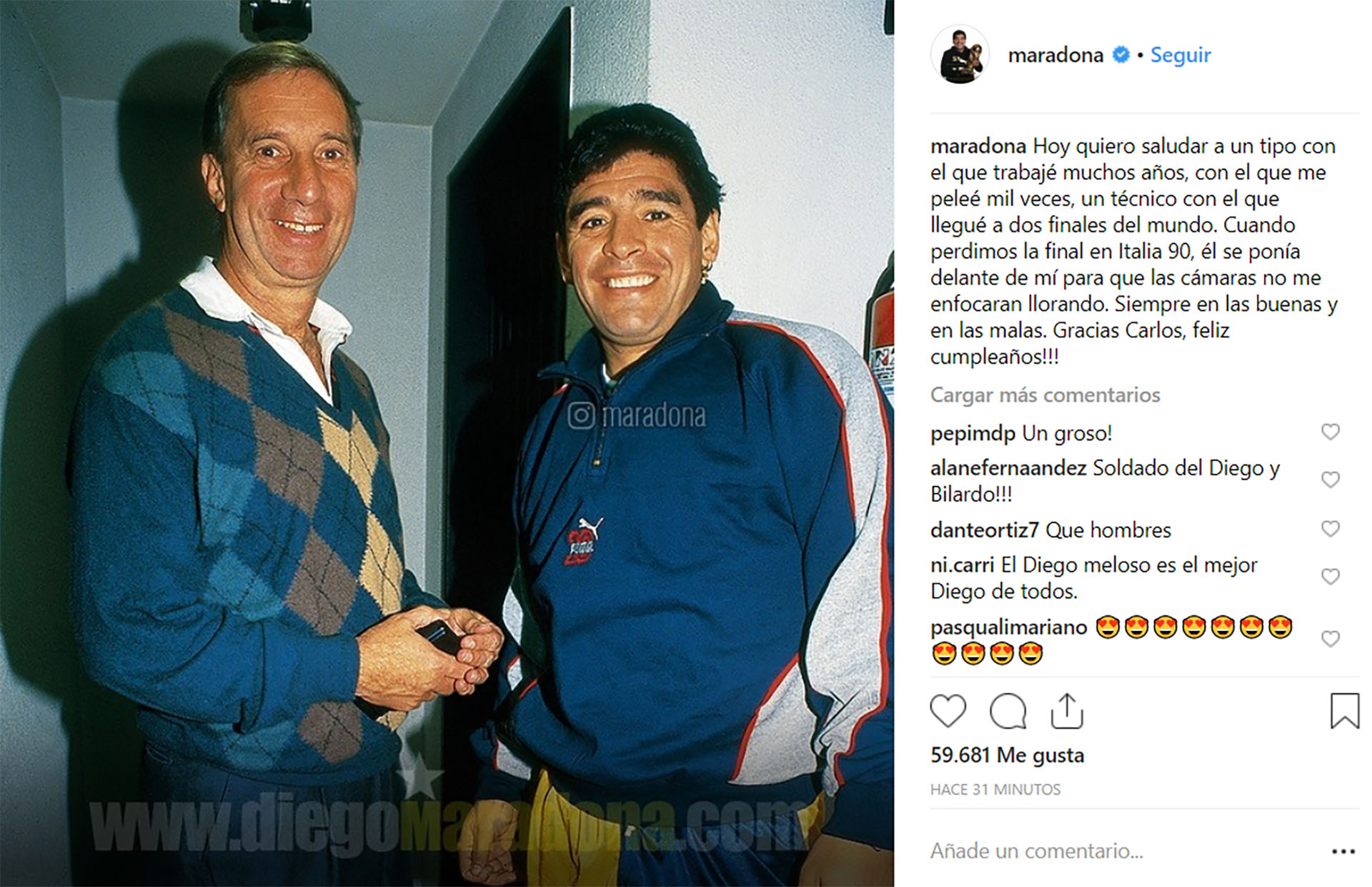 El Particular Mensaje Con El Que Diego Maradona Saludó A Carlos Bilardo Por Su Cumpleaños Infobae 
