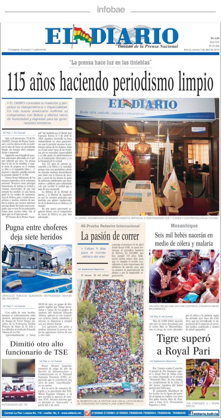 El Diario Bolivia Viernes 05 De Abril De 2019 Infobae 2530