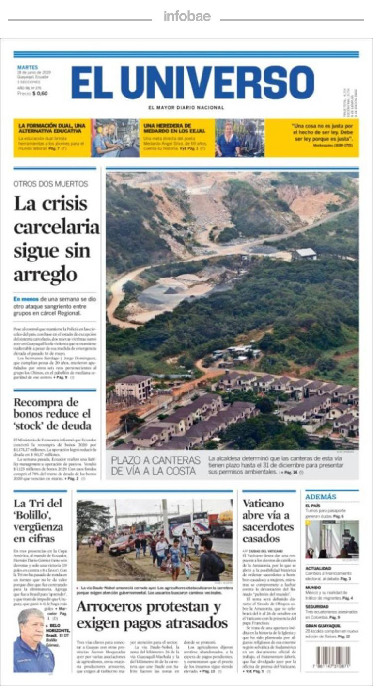 El Universo Ecuador 18 De Junio De 2019 Infobae