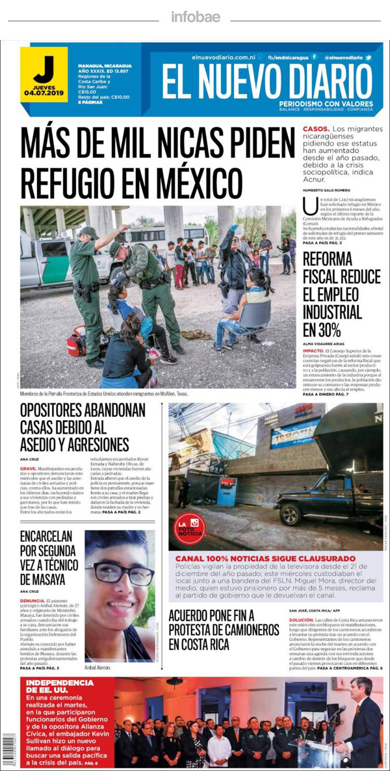 El Nuevo Diario Nicaragua 4 De Julio De 2019 Infobae 8772
