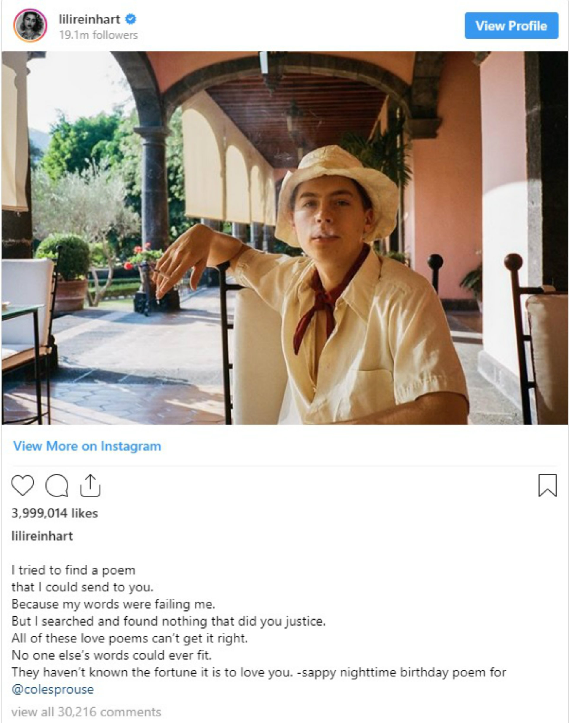 El Romántico Poema Que Lili Reinhart Dedicó A Cole Sprouse Y Que Fue
