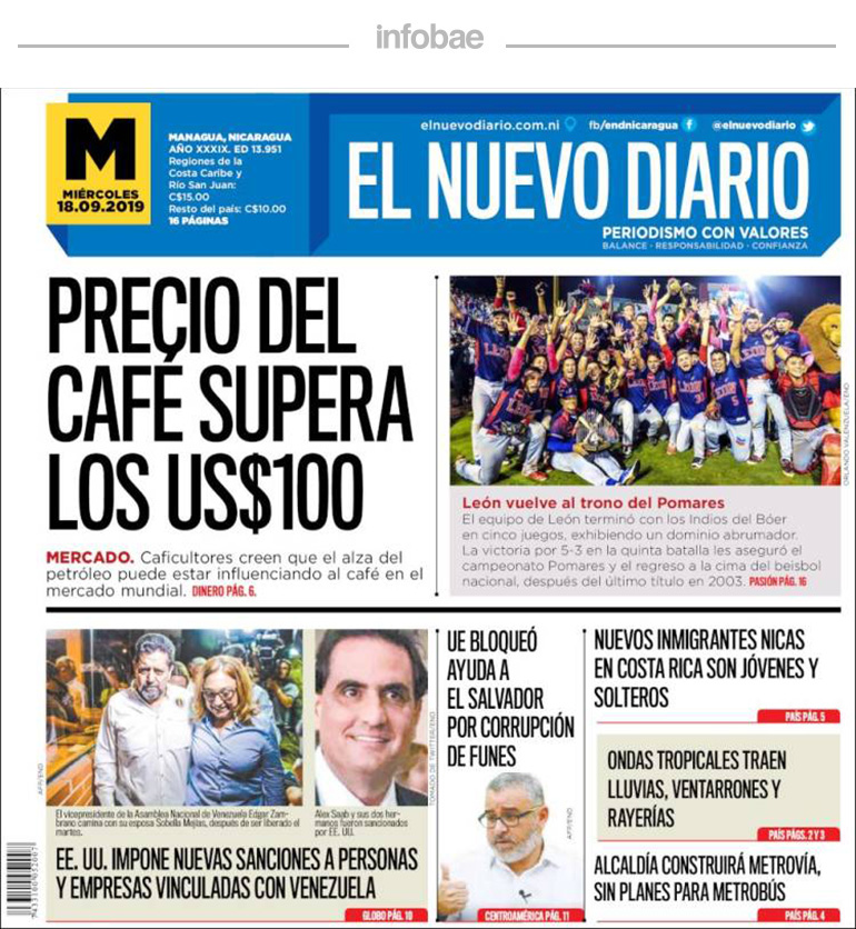 El Nuevo Diario Nicaragua 18 De Septiembre De 2019 Infobae 5601
