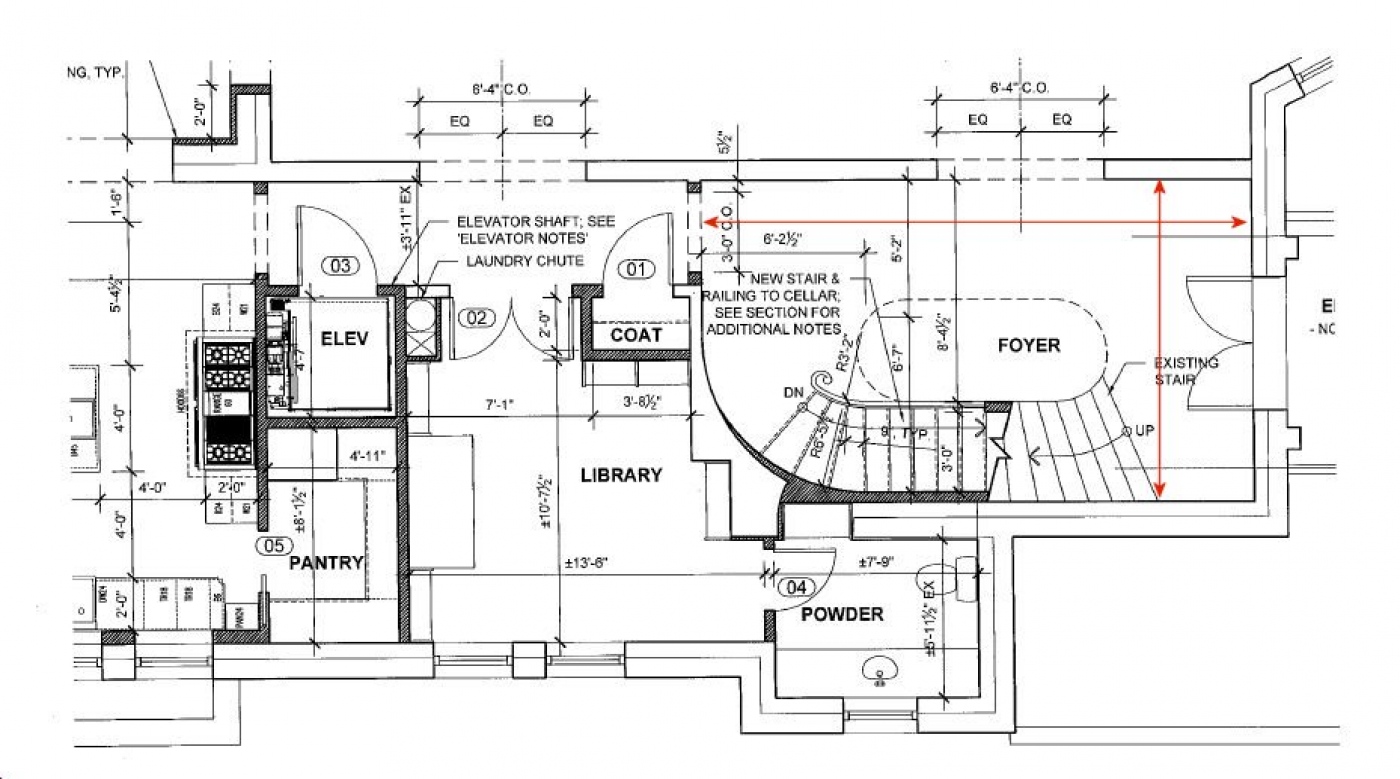 Design project for reconfigure stair to basement, create a small ...