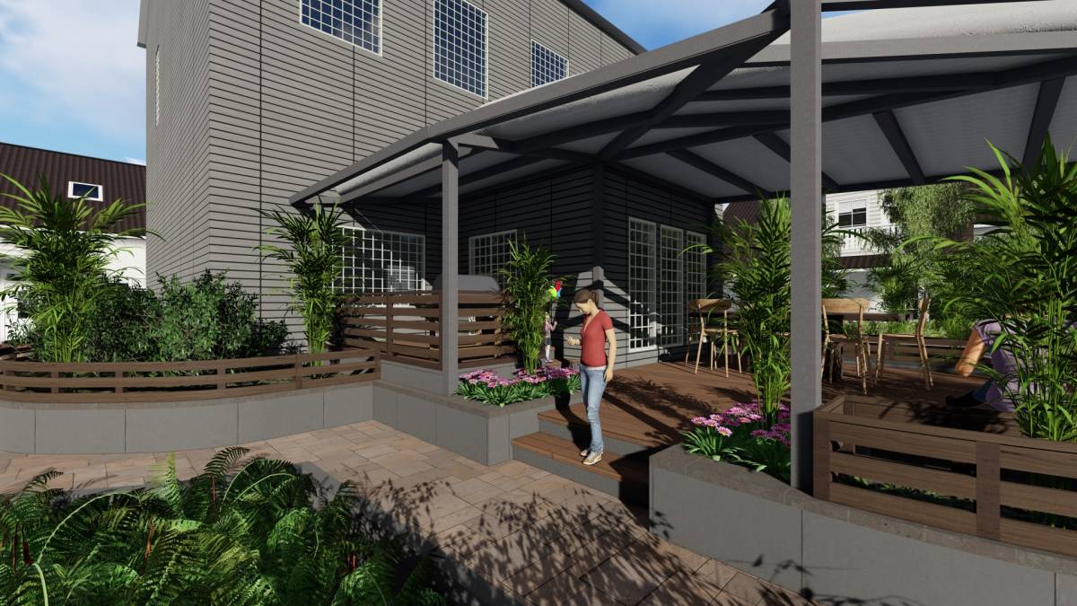 Design project for Deck connecting walk/house to patio in United States ...