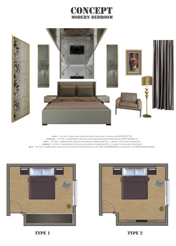 Design project for Furniture and decoration of the bedroom in Romania ...