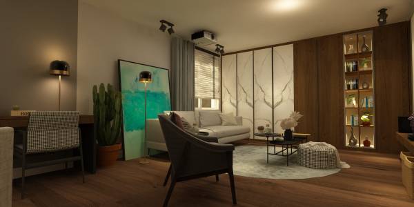 Design project for Living room with kitchen interior design in Estonia ...