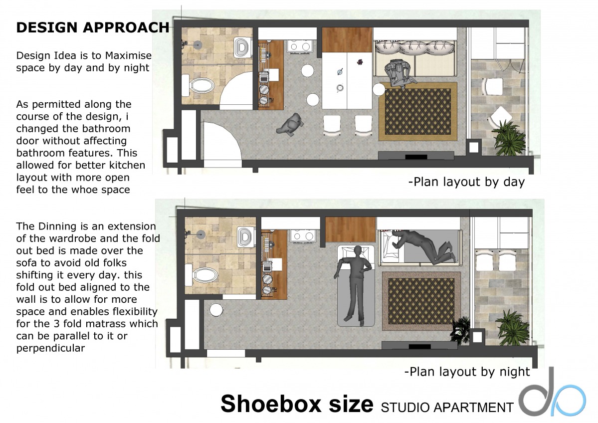 Design project for Shoebox-size studio apartment in Singapore | Arcbazar