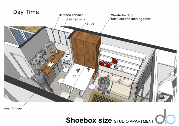 Design project for Shoebox-size studio apartment in Singapore | Arcbazar