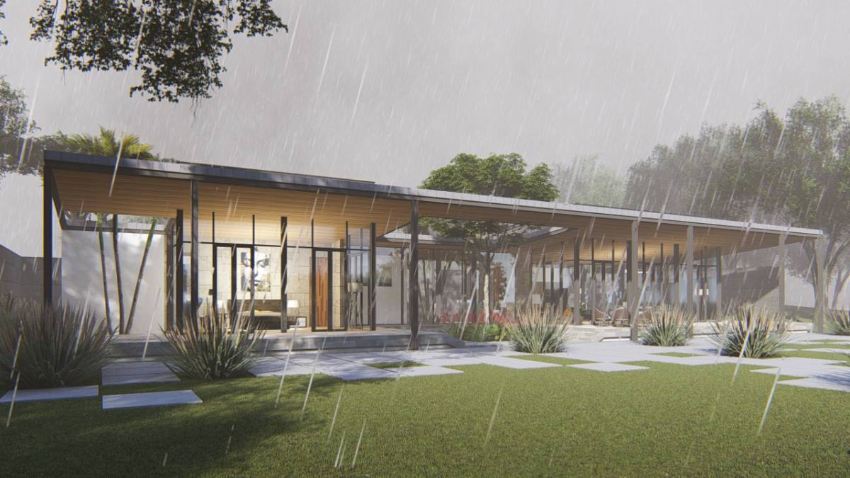 Design project for Earth Sheltered atrium with post footing living ...