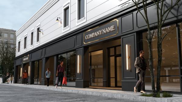 Design project for 2 story brick with stucco over storefront and ...