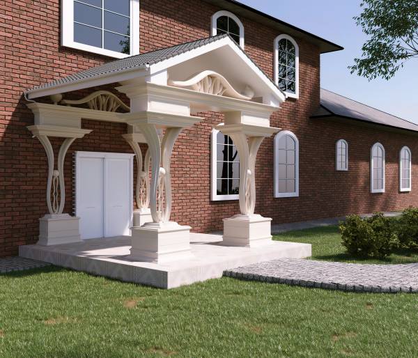 Design project for Red brick colonial: Front Portico Addition in United ...