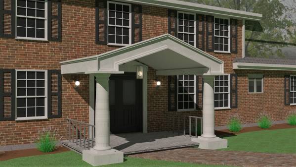 Design project for Red brick colonial: Front Portico Addition in United ...