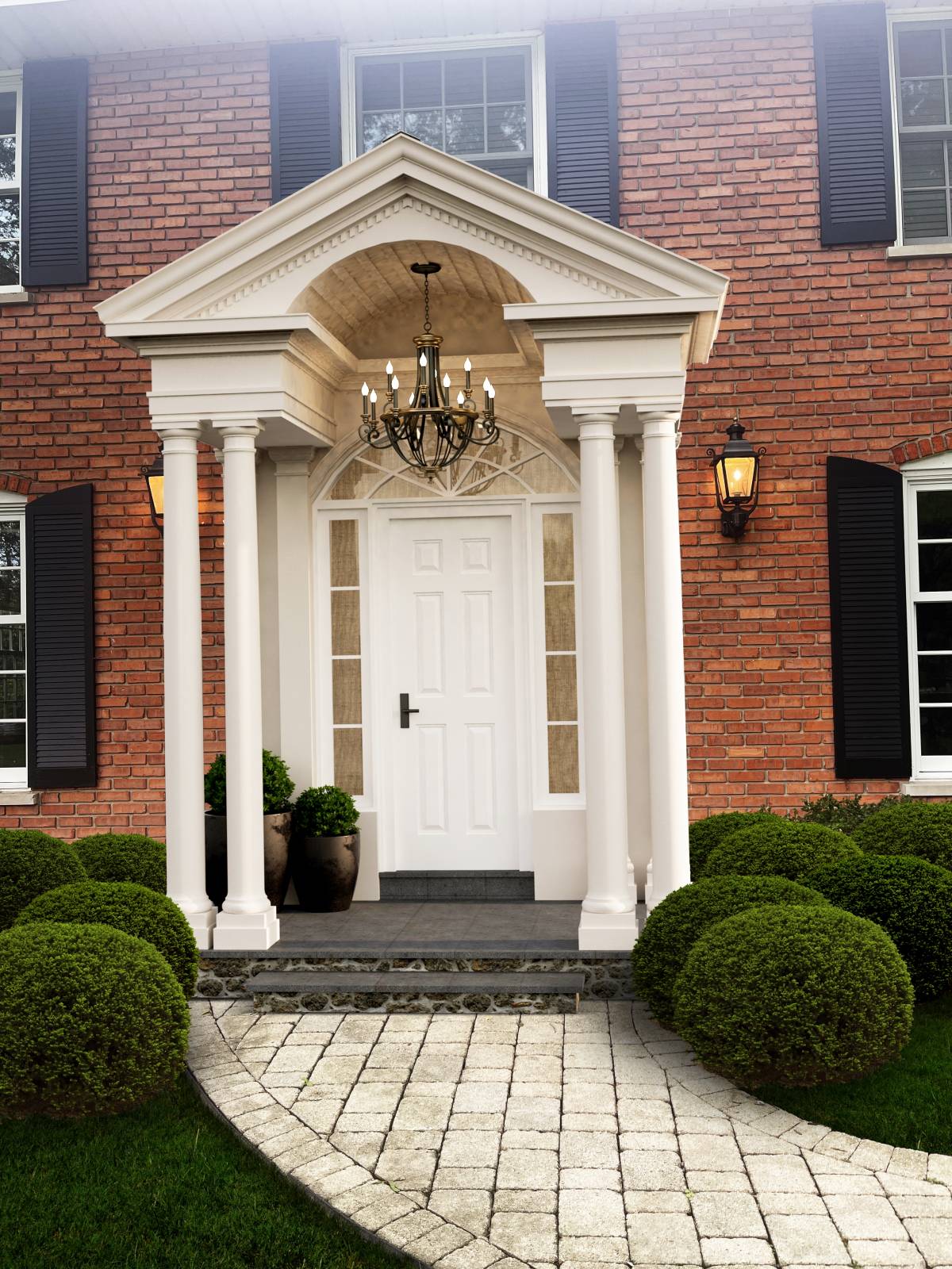 Design project for Red brick colonial: Front Portico Addition in United ...