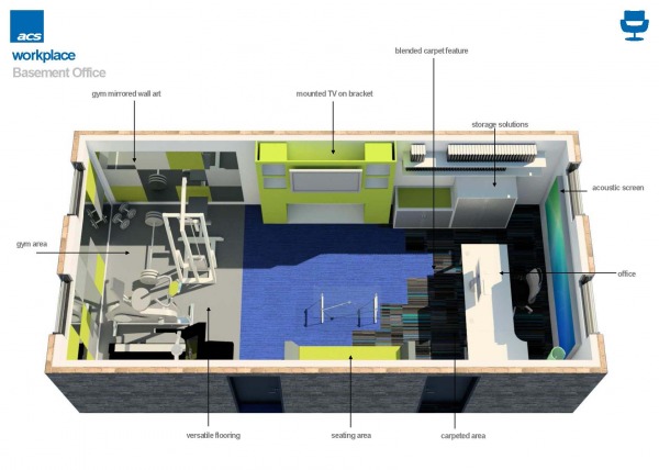 Designed by Diane Butterworth Ltd - Basement Office / Gym ...