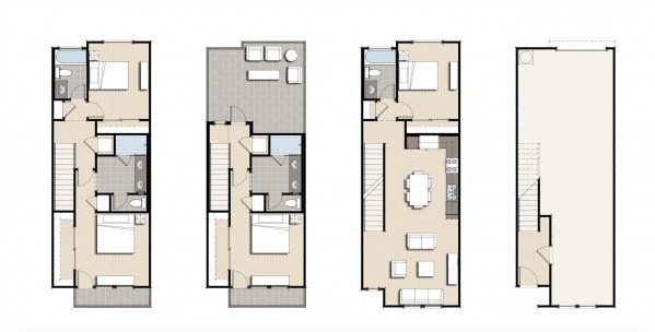Design project for Small Lot Sub Div floor plans of 3 Lots with 3 ADU ...