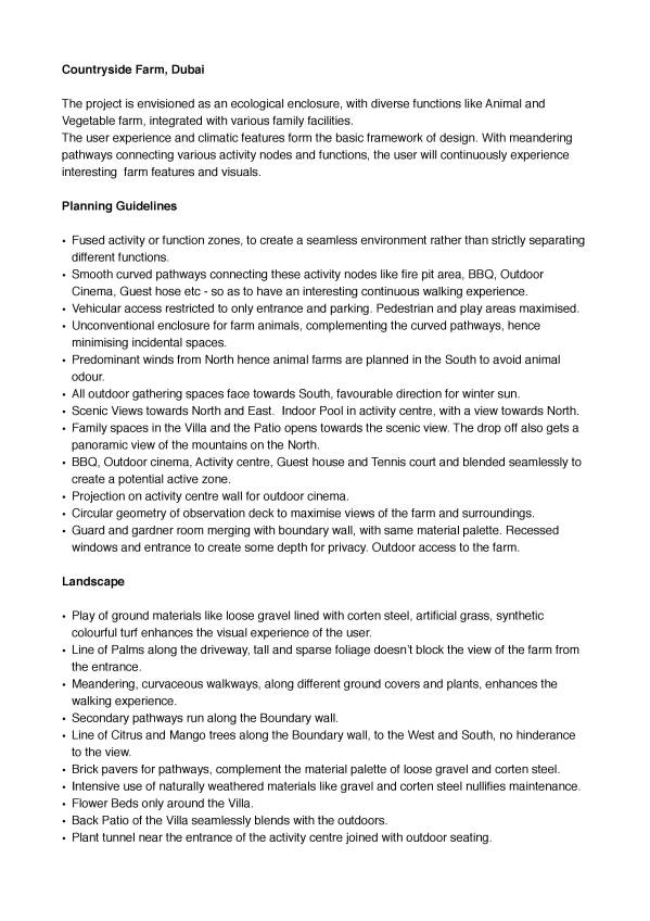 Design project for Masterplanning a 150,000 SqFt. Countryside Farm ...