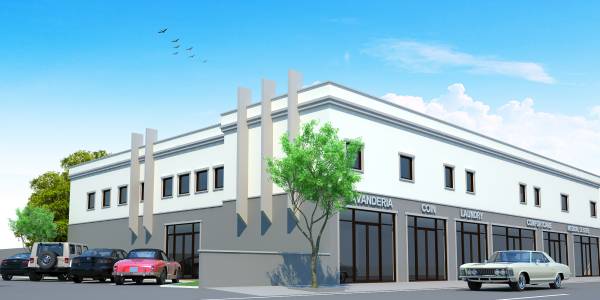 Design project for 2 story brick with stucco over storefront and ...