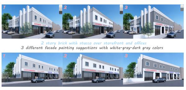 Design project for 2 story brick with stucco over storefront and ...