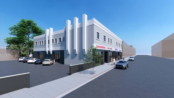 Design project for 2 story brick with stucco over storefront and ...