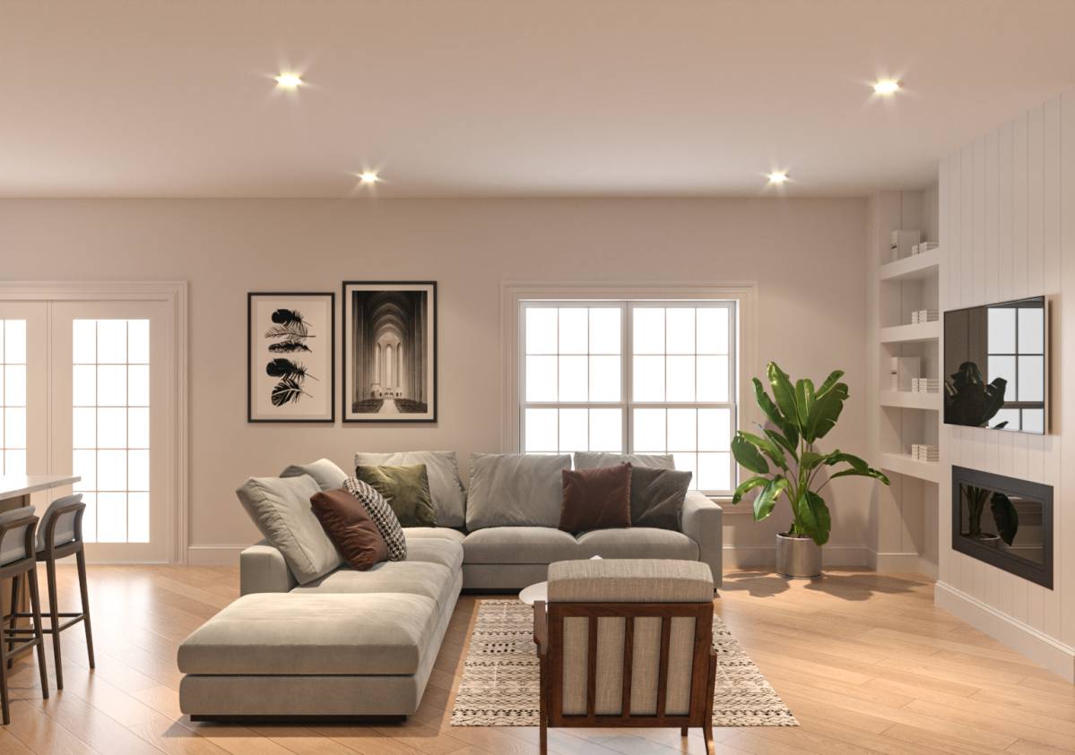 Design project for Amazing Modern Zen Basement with golf course water ...