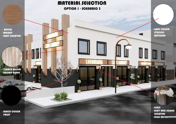 Design project for 2 story brick with stucco over storefront and ...