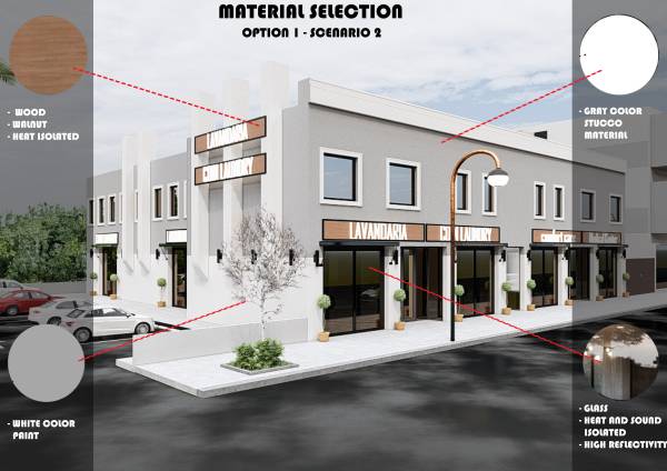 Design project for 2 story brick with stucco over storefront and ...