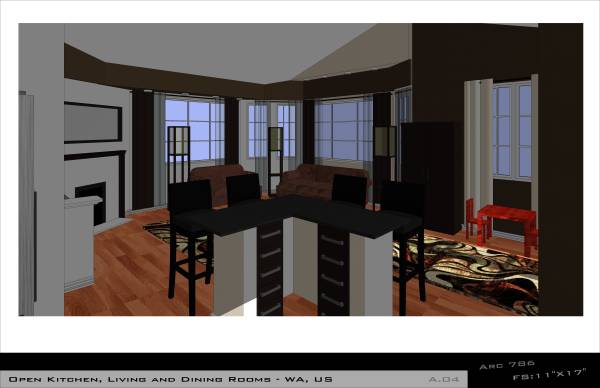 المطبخ تم التصميم بواسطةKen Howder - Open Kitchen, Living and Dining ...