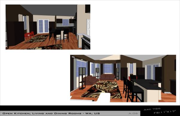 المطبخ تم التصميم بواسطةKen Howder - Open Kitchen, Living and Dining ...