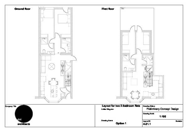 Design project for Layout for two 2-bedroom flats in United Kingdom ...