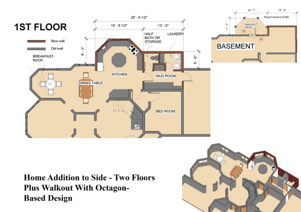 Design project for Home Addition to Side - Two Floors Plus Walkout With ...