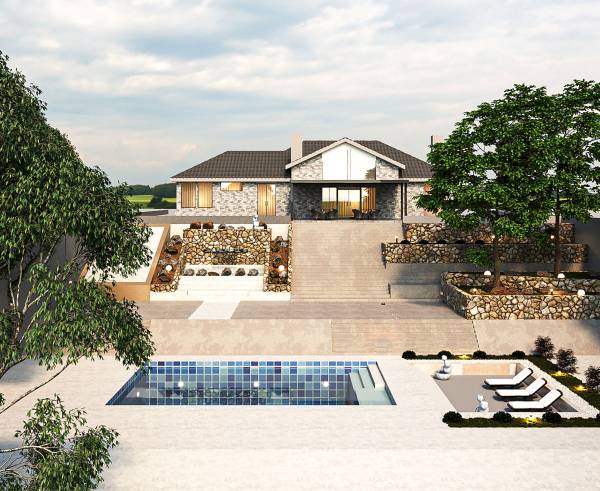 Jardín Delantero/Patio Trasero Diseñado porAnonymous - Dramatic Sloped ...