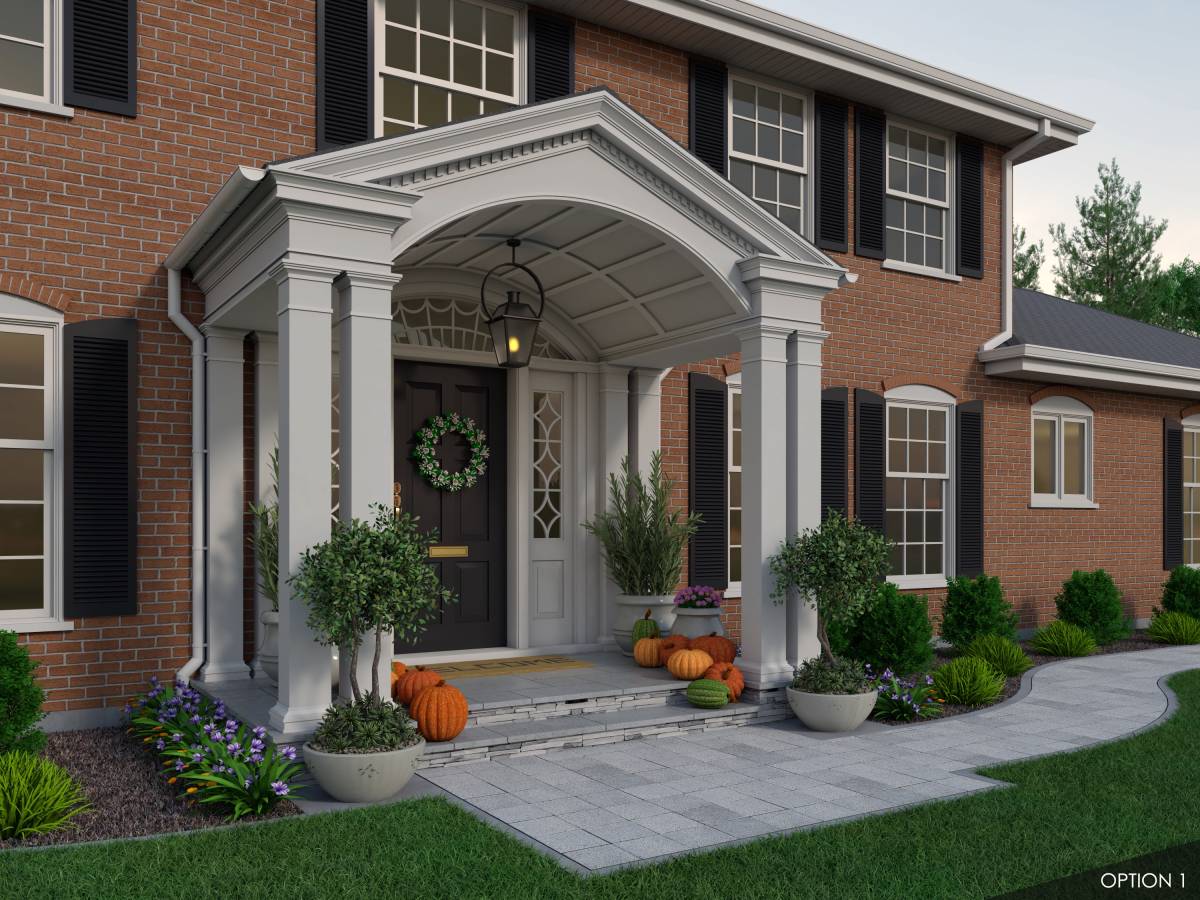 Design project for Red brick colonial: Front Portico Addition in United ...