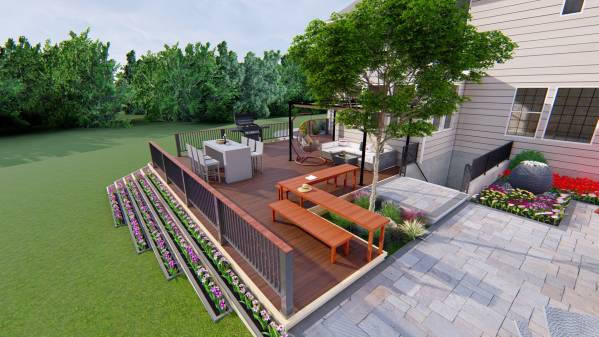 Design project for Deck connecting walk/house to patio in United States ...