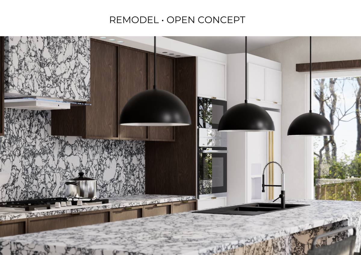 Design project for Open concept kitchen, living room, dining room, bar ...