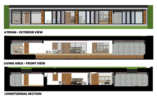 Design project for Earth Sheltered atrium with post footing living ...