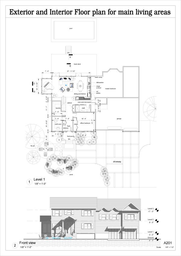 Design project for Exterior and Interior Floor plan for main living ...