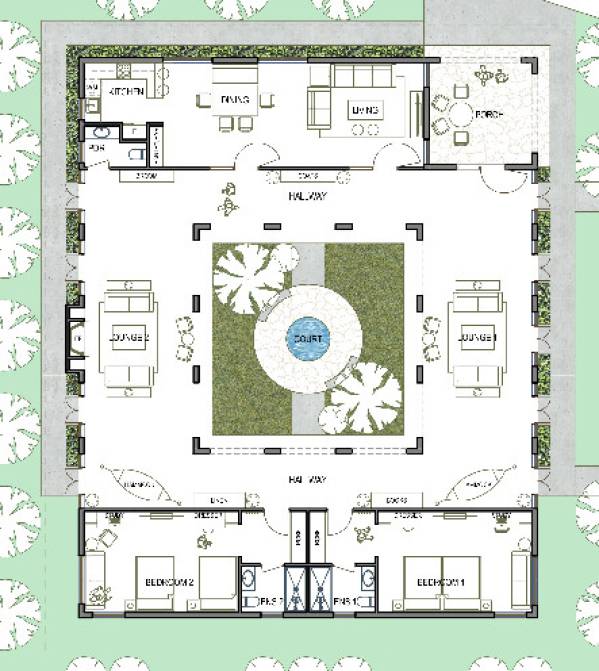 Design project for Small courtyard house plan in Saudi Arabia | Arcbazar