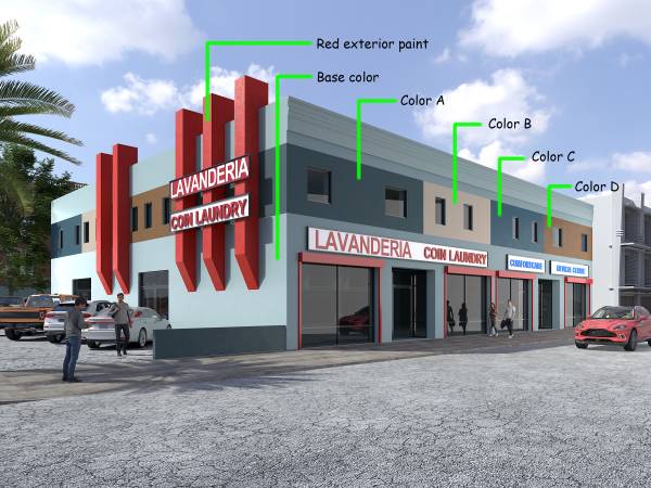 Design project for 2 story brick with stucco over storefront and ...