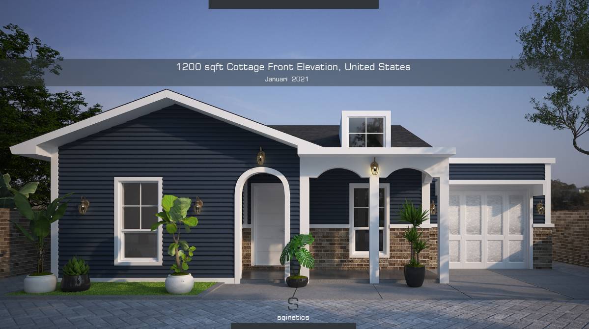 Design project for 1200 sqft Cottage Front Elevation in United States ...