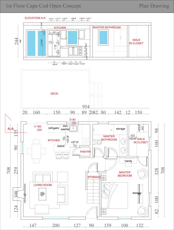 Design project for 1st Floor Cape Cod Open Concept in United States ...