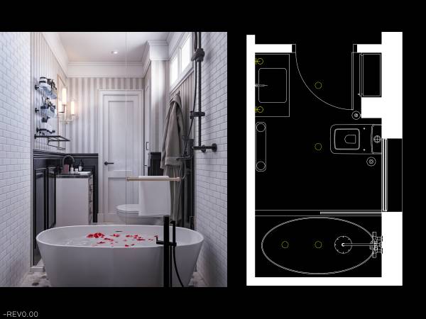 Design project for Philadelphia Row House Second Floor Full bath in ...