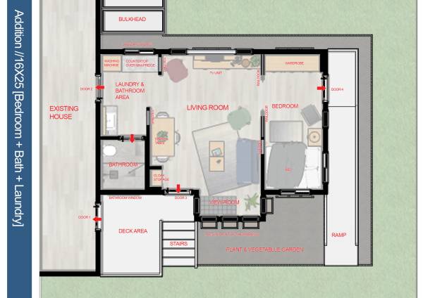 Design project for Addition - 16X25 - Bedroom + bath + Laundry ...