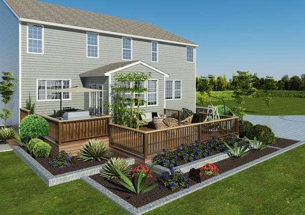 Design project for Deck connecting walk/house to patio in United States ...