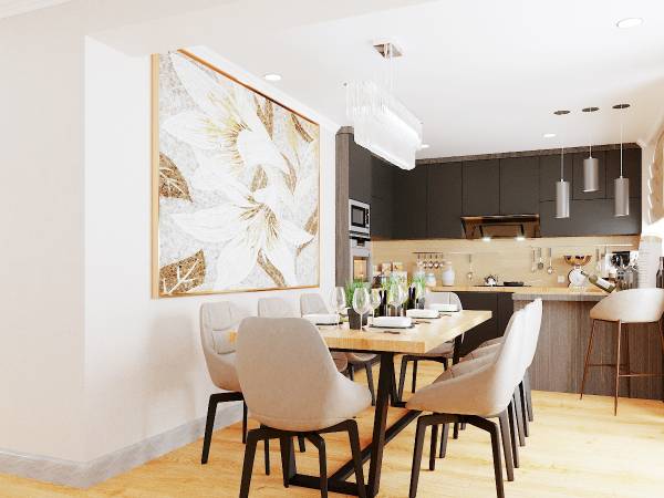 Design project for Living room with kitchen interior design in Estonia ...